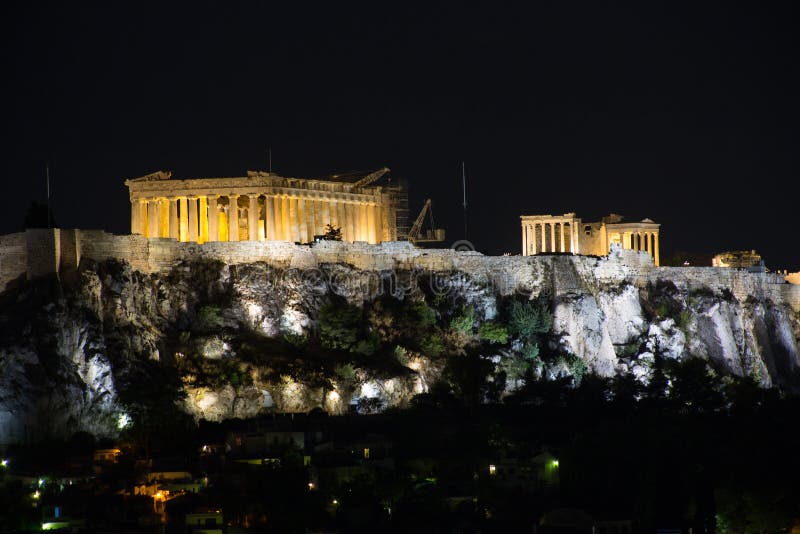 Acropolis by Night stock image. Image of cityscape, night - 107146595