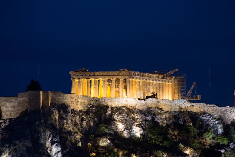 Acropolis by Night stock image. Image of greek, historic - 107146737