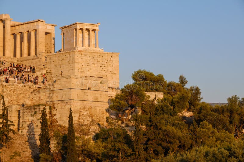 The Acropolis with the Parthenon Temple on Top of the Hill Editorial ...