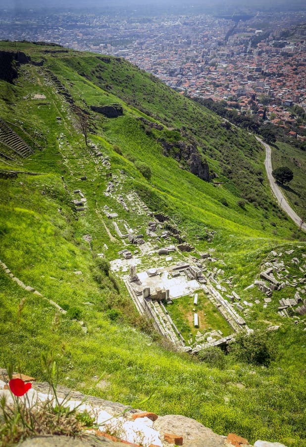 Acropolis of Pergamum Ancient City in Turkey, Stock Image - Image of ...