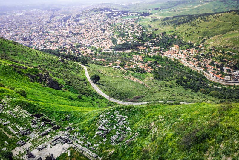 Acropolis of Pergamum Ancient City in Turkey, Stock Photo - Image of ...