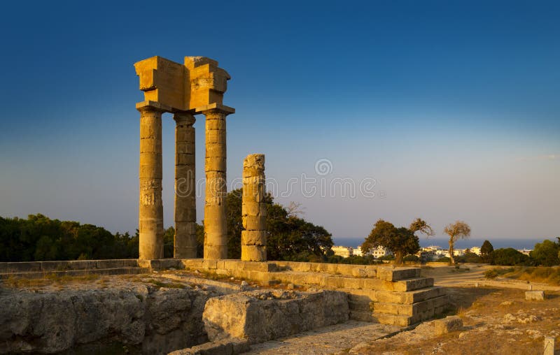 Acropolis of Rhodes at Monte Smith on Rhodes, Greece Stock Photo ...