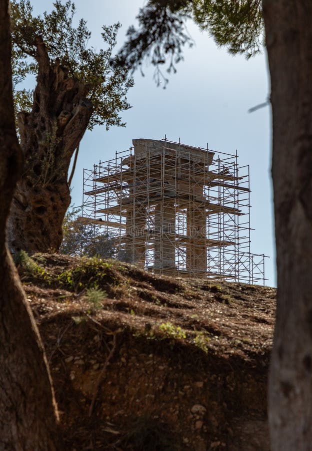 Acropolis of Rhodes - Temple of Pythian Apollo Stock Photo - Image of ...