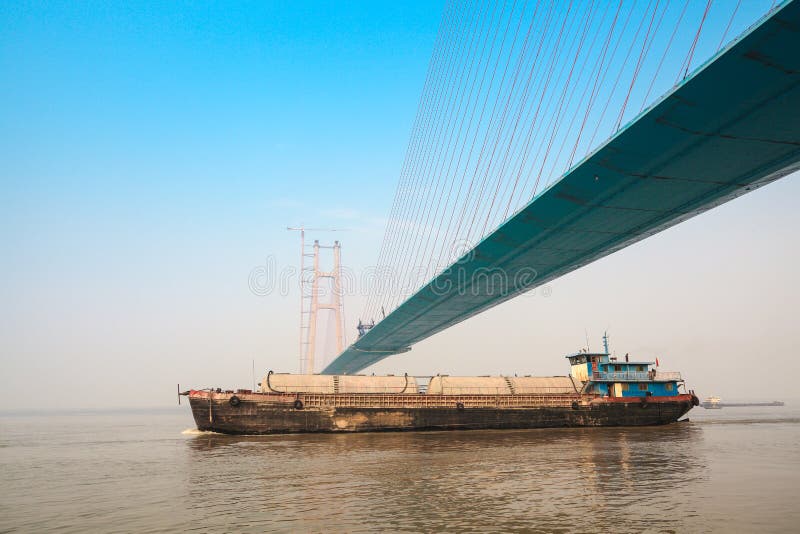 Across the Bridge of a Cargo Ship Stock Image - Image of river ...