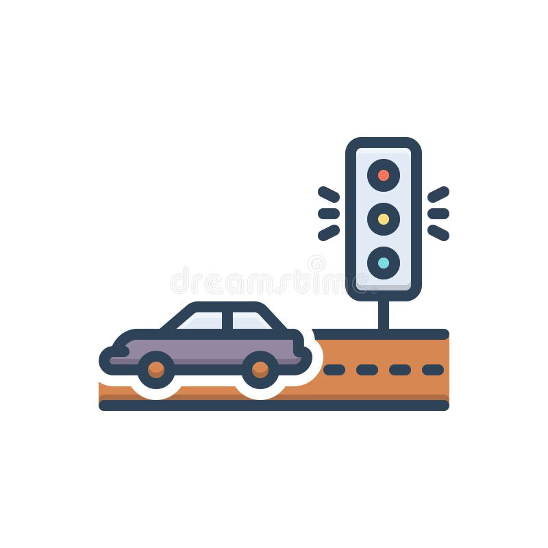 Color Illustration Icon for Across, Traffic Signal and Footpath Stock ...