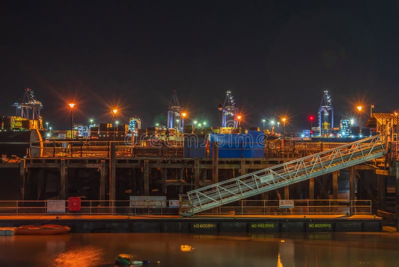 Across To Harwich Docks at Night Stock Image - Image of landscape ...