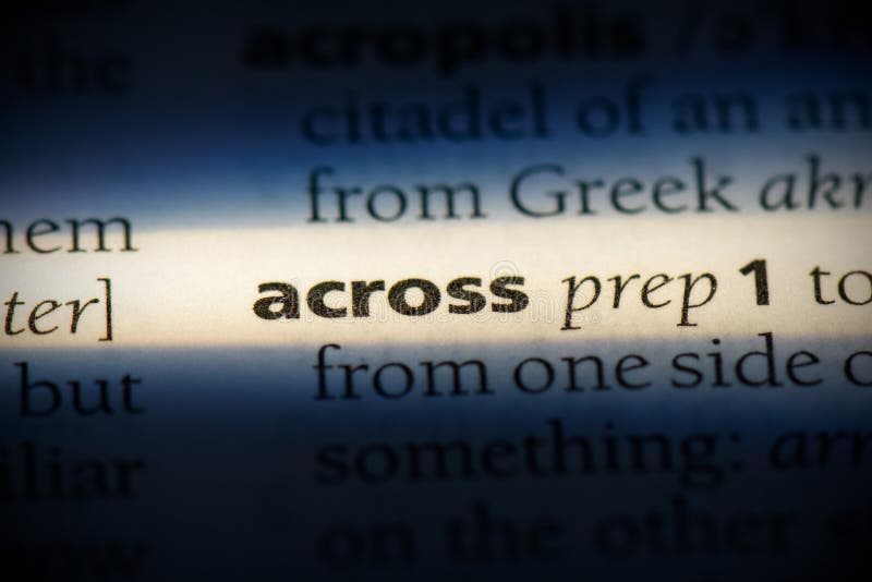 Across stock image. Image of closeup, english, word - 161577929