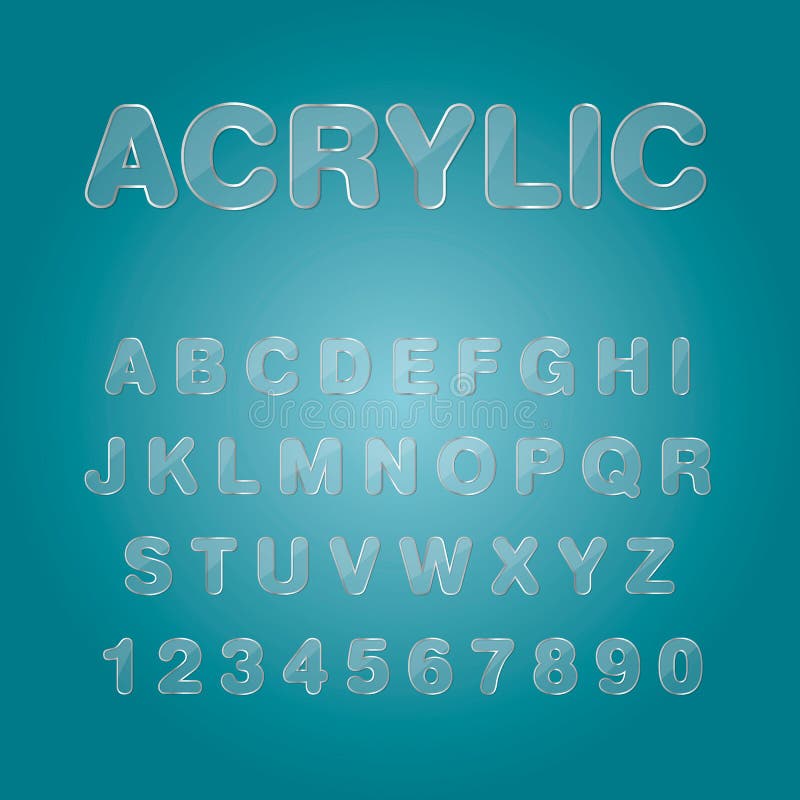 Acrylic Alphabets and Numbers Character Icons, Typographic Vector Stock ...