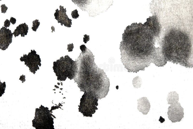 Acrylic Black Ink Paint Splatters and Spots Blot on White for ...