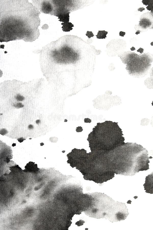Acrylic Black Ink Paint Splatters and Spots Blot on White for ...