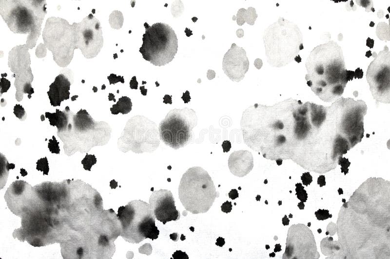 Acrylic Black Ink Paint Splatters and Spots Blot on White for ...