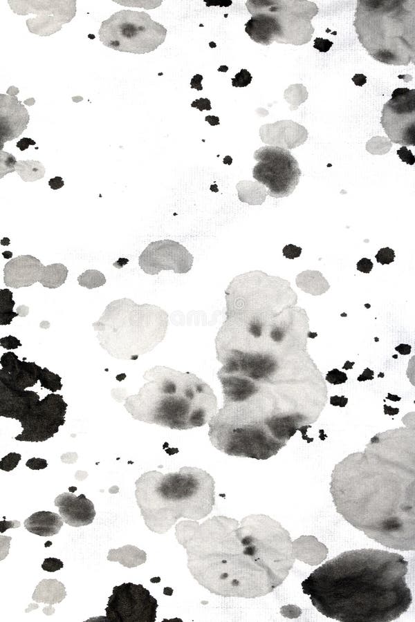 Acrylic Black Ink Paint Splatters and Spots Blot on White for ...