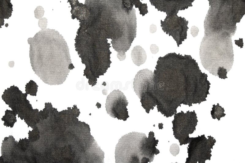 Acrylic Black Ink Paint Splatters and Spots Blot on White for ...