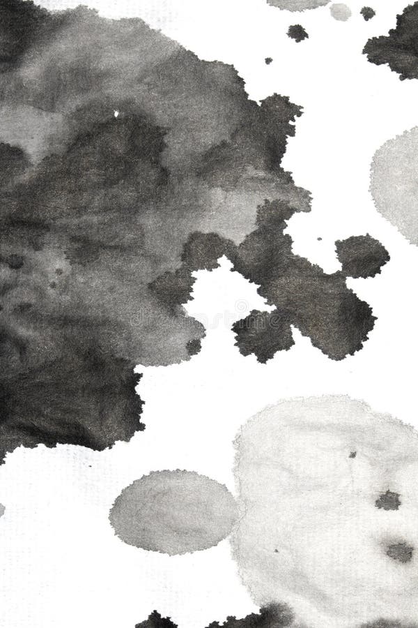 Acrylic Black Ink Paint Splatters and Spots Blot on White for ...