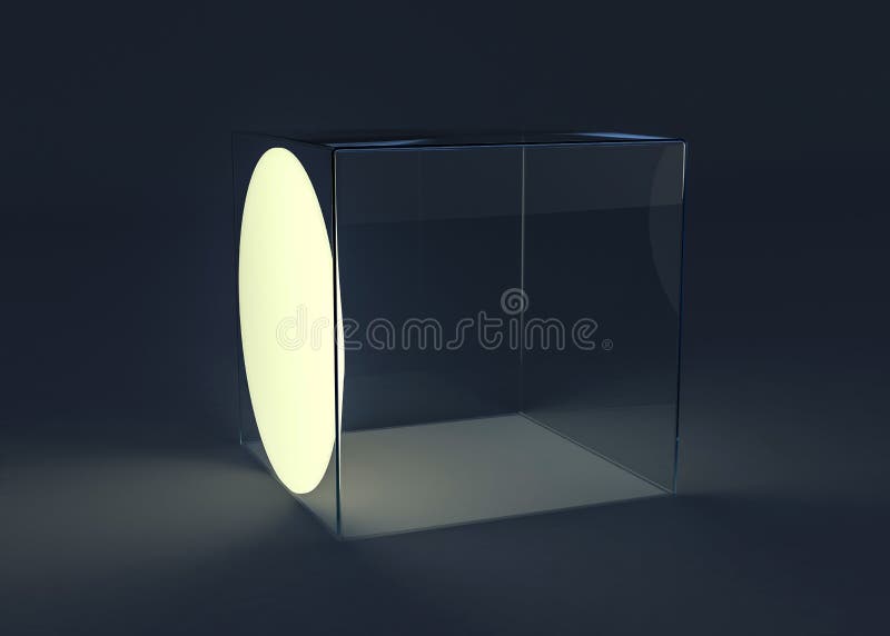 Acrylic Box Abstract with Lamp. Shadow and Reflection. 3D Illustration ...