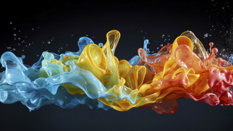 Acrylic Colorful Blend. Exploding Liquid Paint in Rainbow Colors with ...