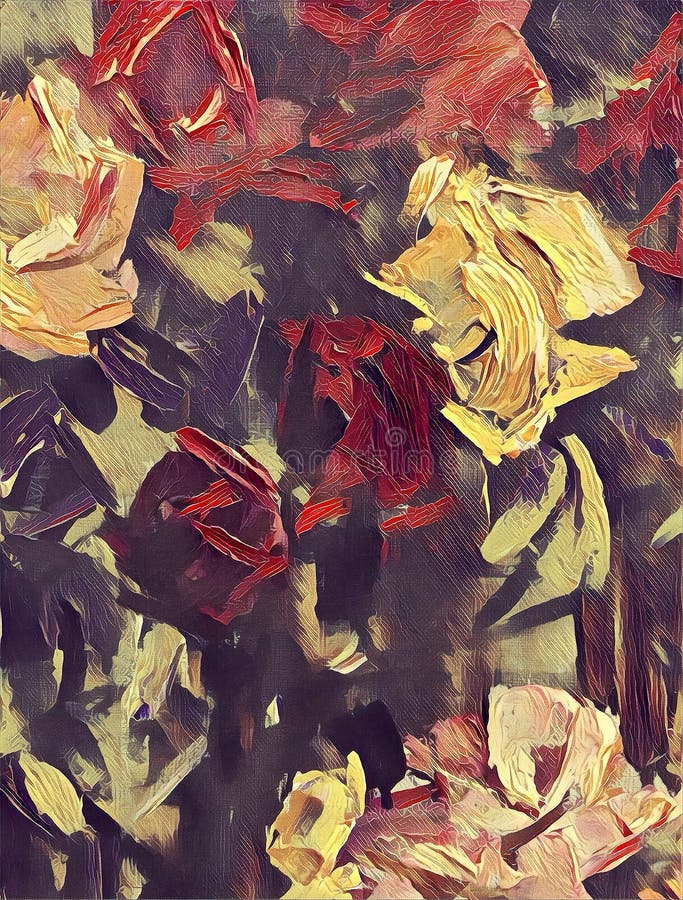 Acrylic Colorful Roses on Textured Canvas Stock Illustration ...