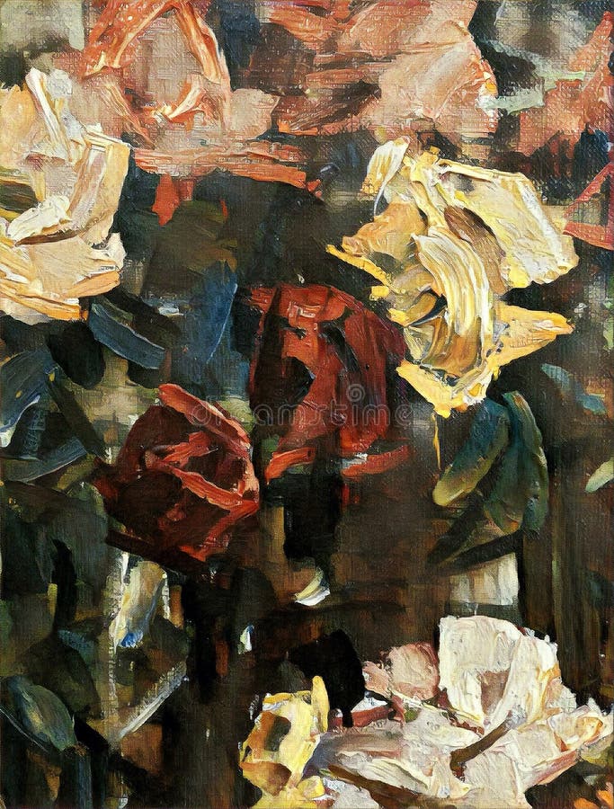 Acrylic Colorful Roses on Textured Canvas Stock Illustration ...