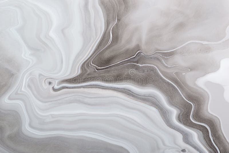 Acrylic Fluid Art. Luxury Pattern of Monochrome Gray Colors Waves Stock ...