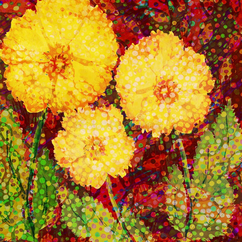 Acrylic Hand Drawn Design with Three Yellow Stock Illustration ...