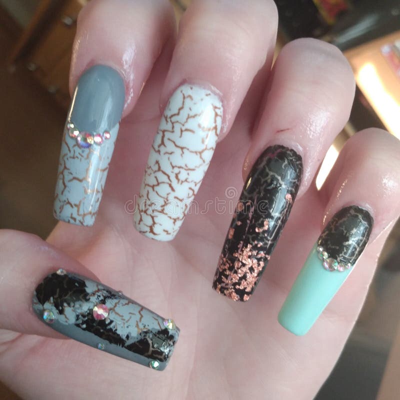 Acrylic nail design stock photo. Image of purple, acrylic - 242581478