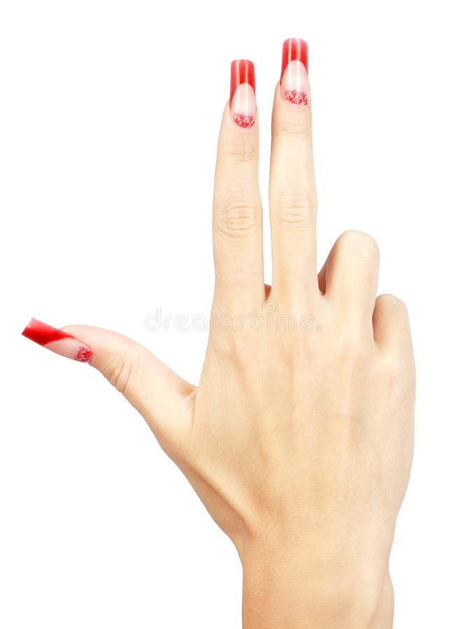 Woman S Hand with Red Nails Pointing with Index Finger Stock Photo ...