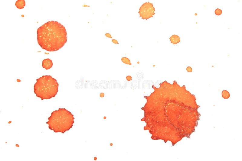 Acrylic Orange Red Glitter Ink Paint Splatters, Blobs and Spots on ...
