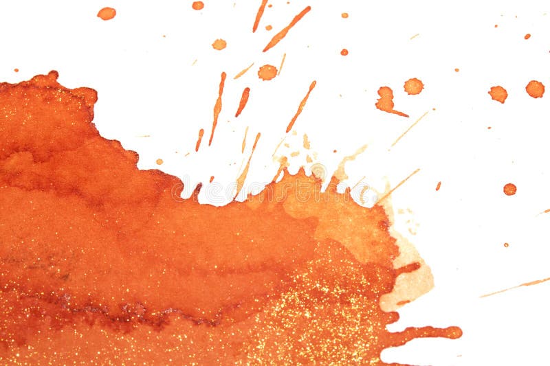 Acrylic Orange Red Glitter Ink Paint Splatters, Blobs and Spots on ...