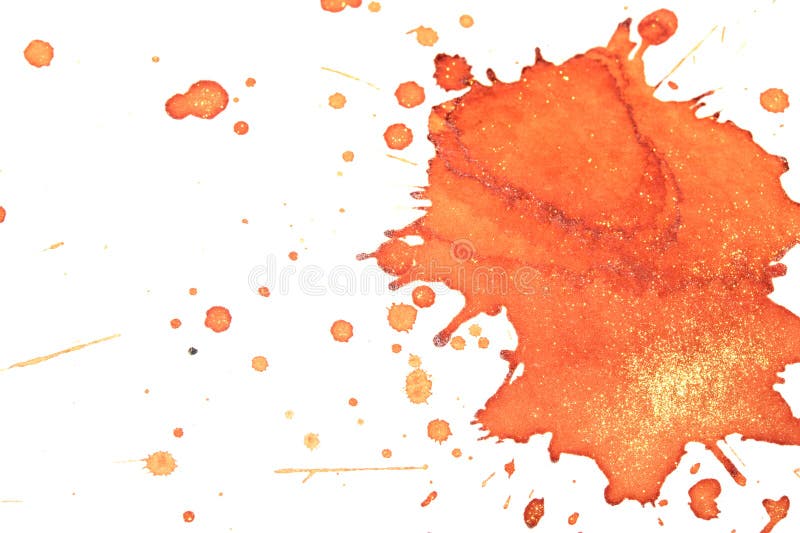 Acrylic Orange Red Glitter Ink Paint Splatters, Blobs and Spots on ...