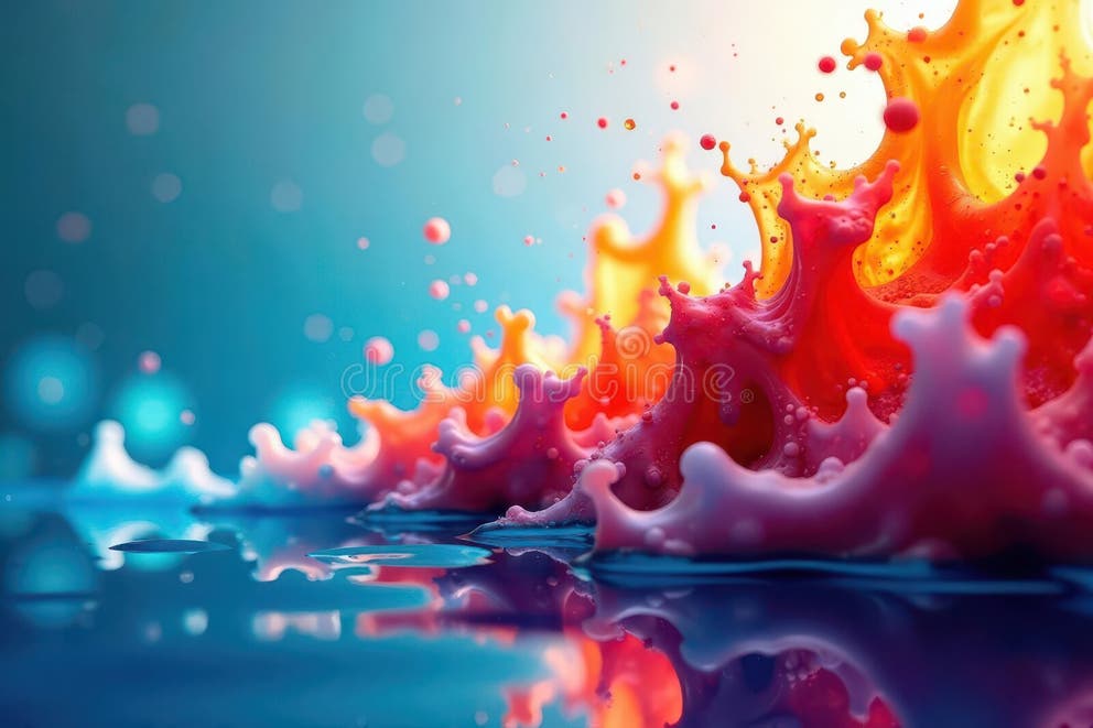 Acrylic Paint Diffusion in Water, Inside Frame, Photo, Still Life, Red ...