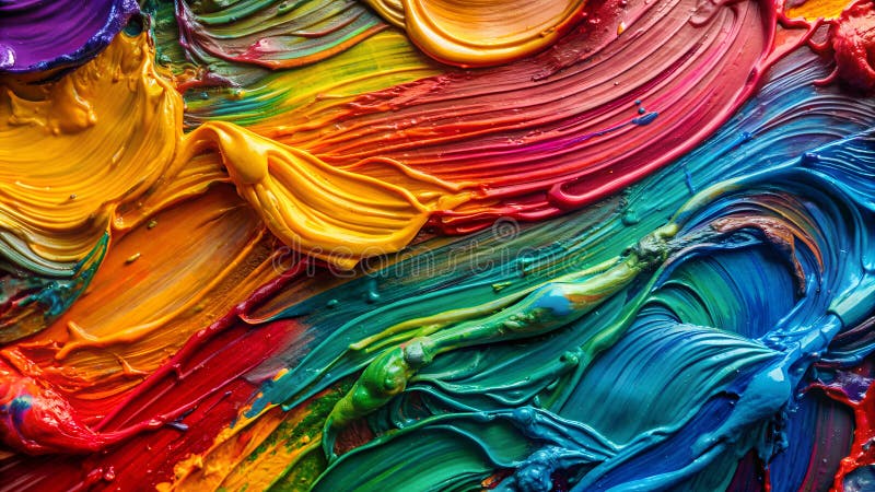 Acrylic Paint Surface that Looks Thick, Layered in Multiple Colors. Top ...