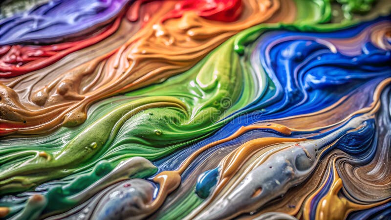 Acrylic Paint Surface that Looks Thick, Layered in Multiple Colors. Top ...