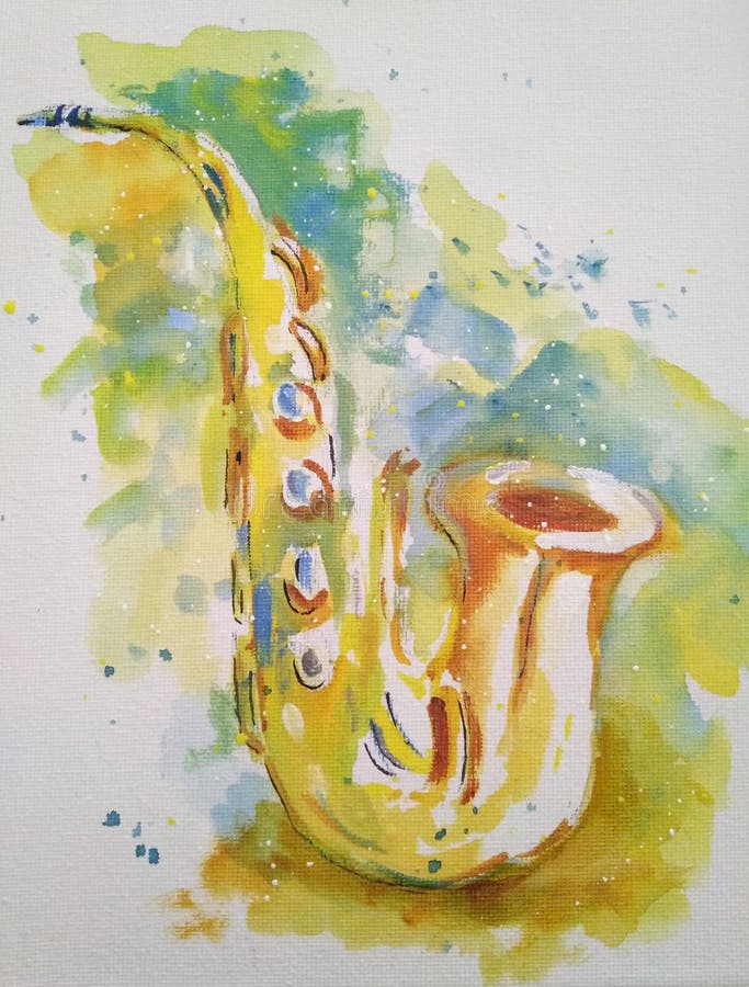 Acrylic Painting - the Saxophone Stock Image - Image of hobby, melody ...
