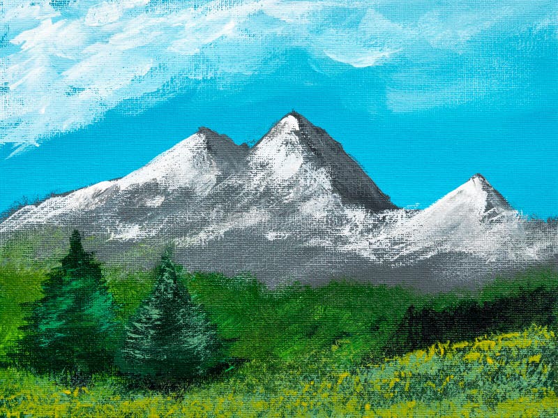 Acrylic Painting Shows a Landscape in Nature Stock Illustration ...