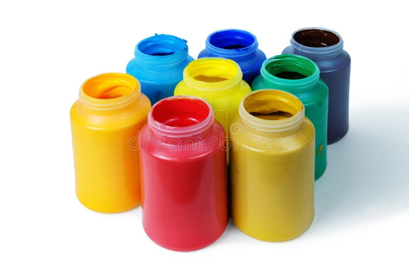 Acrylic Paints in the Plastic Containers Stock Image - Image of black ...