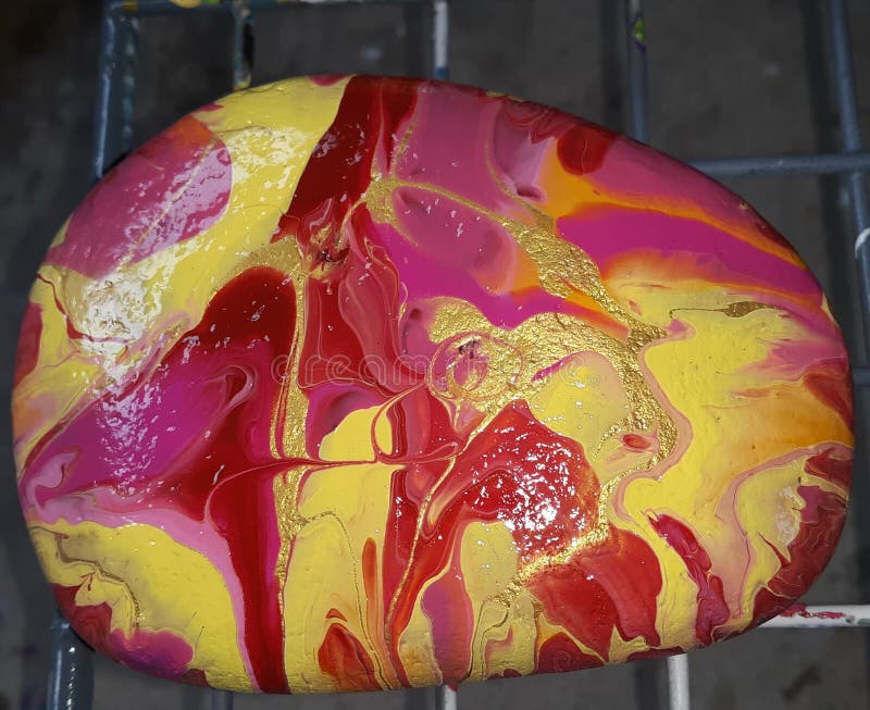 Acrylic Pour Painted River Rock 2 Stock Photo - Image of painted, pour ...