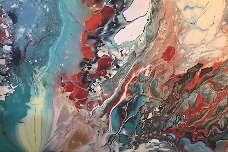 Acrylic Pouring, Multi-colored Abstract Spots and Stains. Generative AI ...