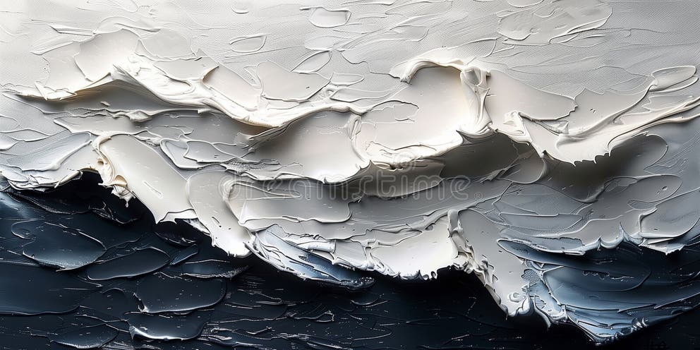 Acrylic Textured Art Stylizing White and Blue Waves in an Abstract ...