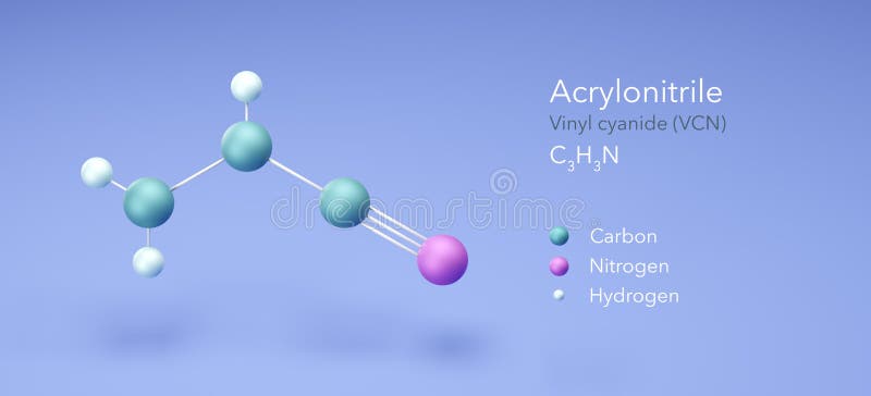 Acrylonitrile, Vinyl Cyanide VCN, Molecular Structures, 3d Rendering ...