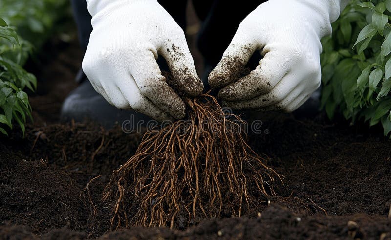 The Act of Gloved Hands Using Gardening Tools To Dig, Plant, and Uproot ...