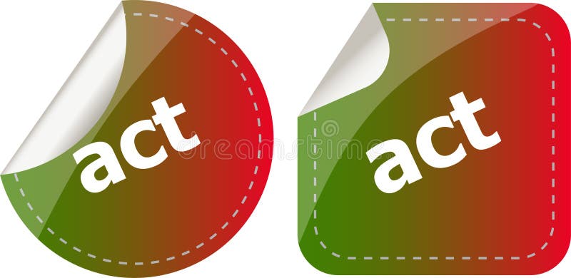 Act Stickers Set, Icon Button Isolated on White. Act Stock Illustration ...