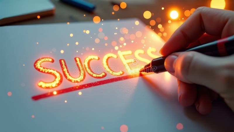 Act of Writing the Word SUCCESS, Symbolizing the Power of Intention ...