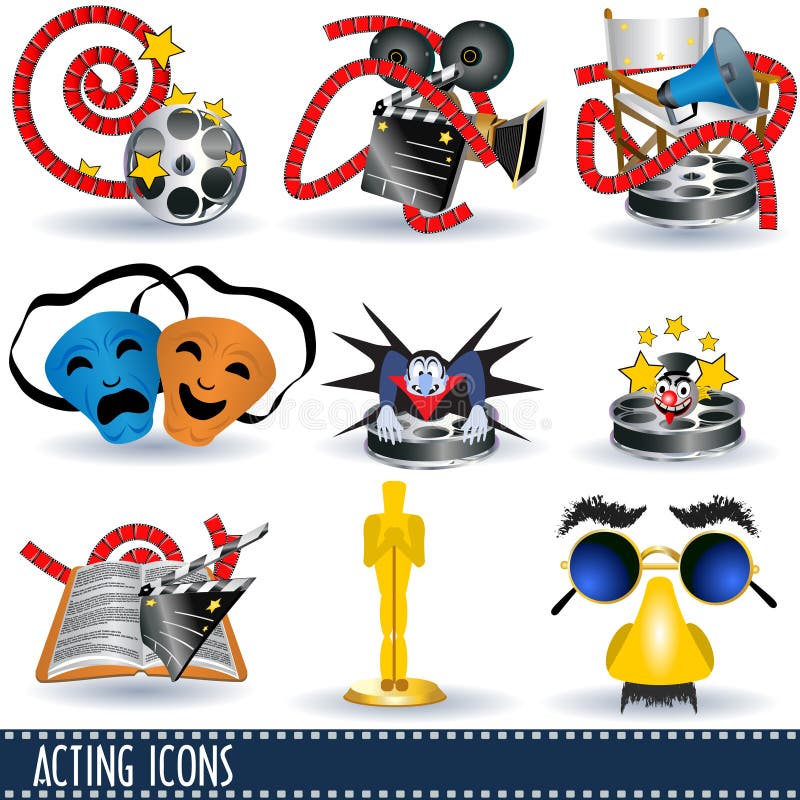 Acting icons stock vector. Illustration of mask, cinema - 15998039
