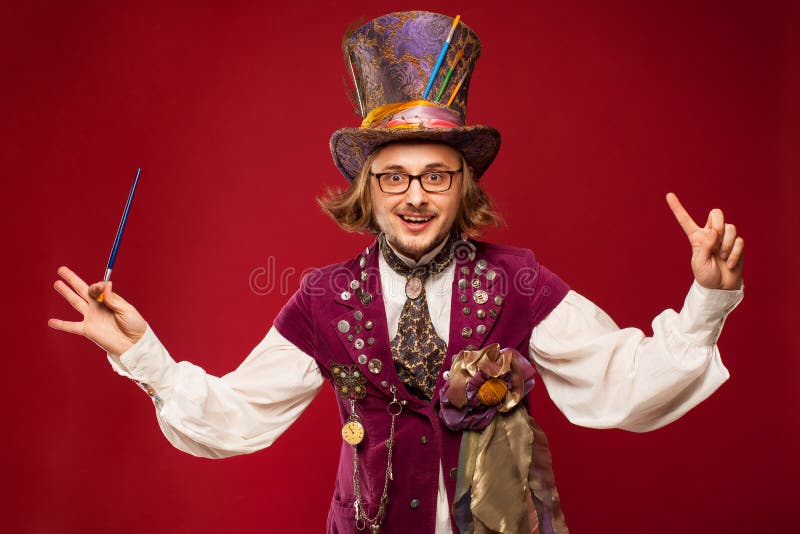 The Acting Man on Red Background Stock Photo - Image of collar, male ...