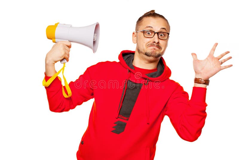 The Acting Man on White Background Stock Image - Image of advertising ...
