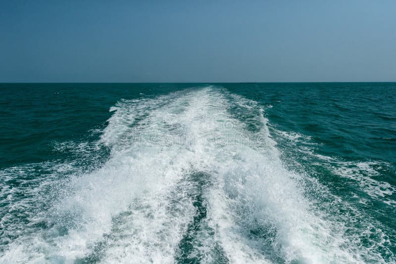 Acting Wave Behind Motor Boat at the Ocean Stock Photo - Image of stern ...