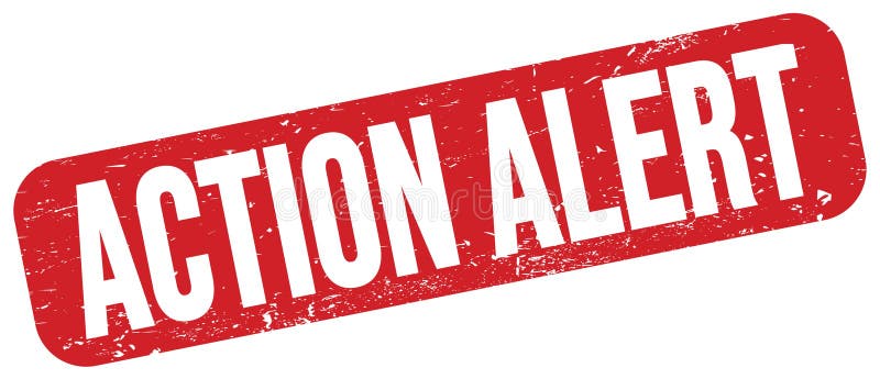 ACTION ALERT Text on Red Grungy Stamp Sign Stock Illustration ...