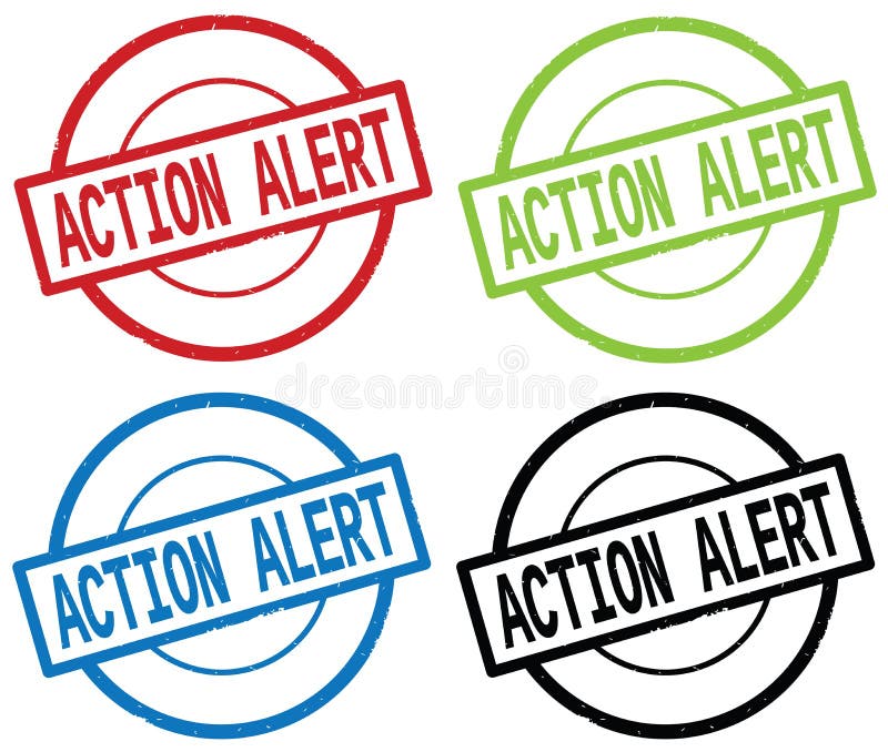 ACTION ALERT Text on Red Brown Ribbon Stamp Stock Illustration ...
