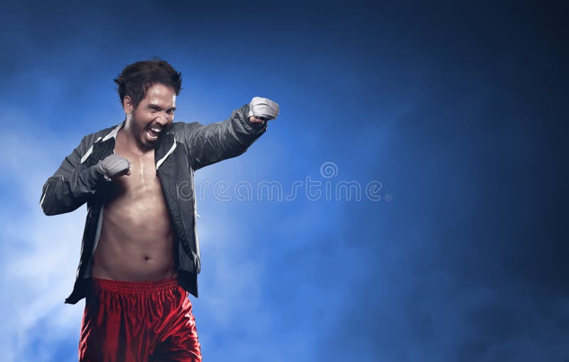 Action Asian Man Boxer with Strap in His Hand Stock Photo - Image of ...