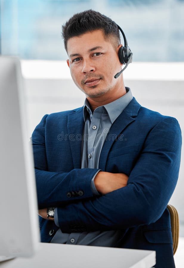Action Breeds Confidence and Courage. a Young Man Using a Headset and ...